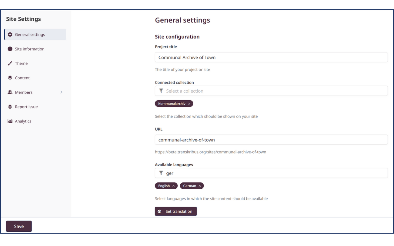 1. Set up your Transkribus Site